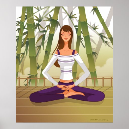 Mulher que senta-se na posição de lótus, meditatin impressão | Zazzle Mulher que senta-se na posição de lótus, meditatin impressão | Zazzle
