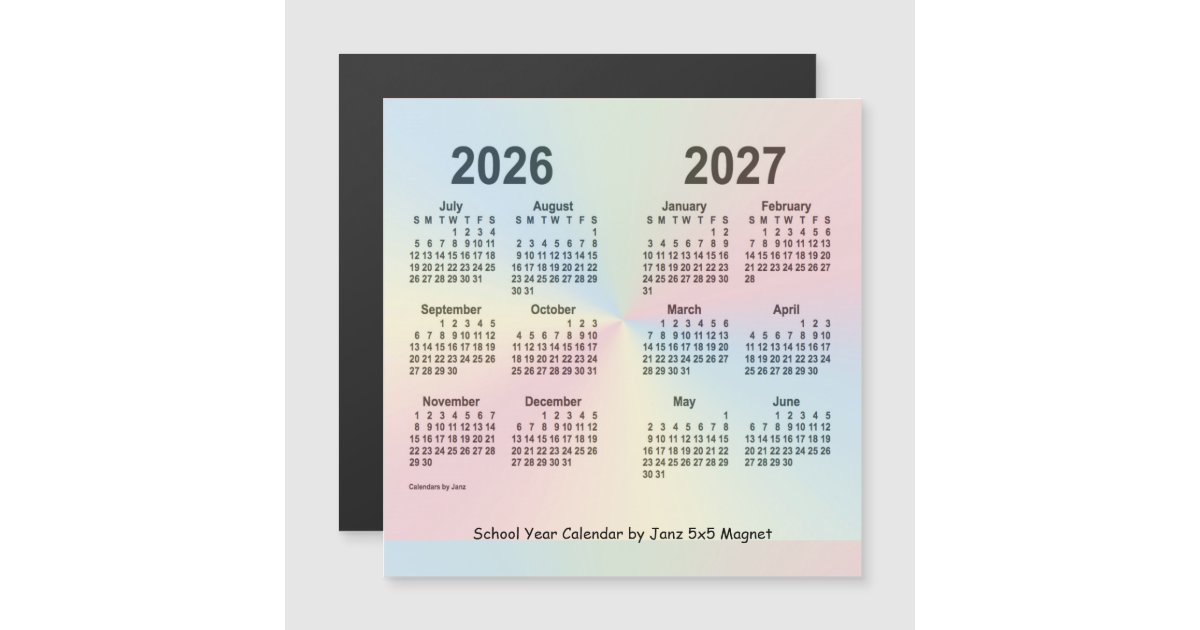2026-2027 Calendário do Ano Escolar Rainbow por Ja | Zazzle Brasil