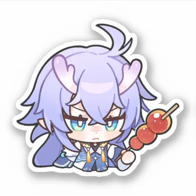Adesivo Honkai Star Rail Chibi Bailu Skewer Sticker | Zazzle Brasil