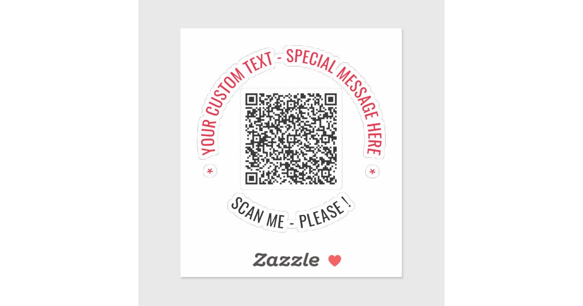 Adesivo QR Code Scan Info Custom Text Sticker | Zazzle Brasil