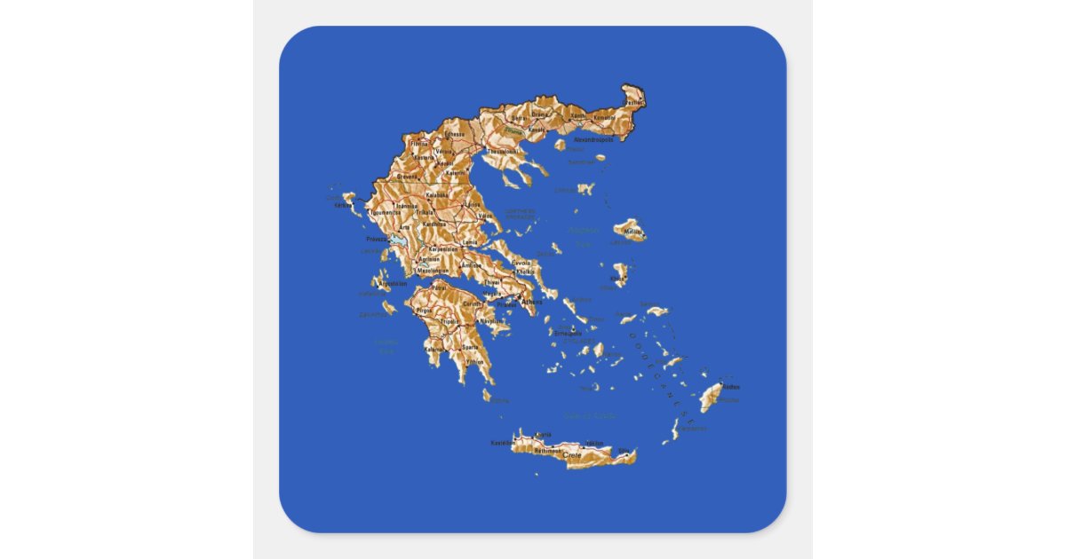 Adesivo Quadrado Grécia Map Sticker | Zazzle Brasil
