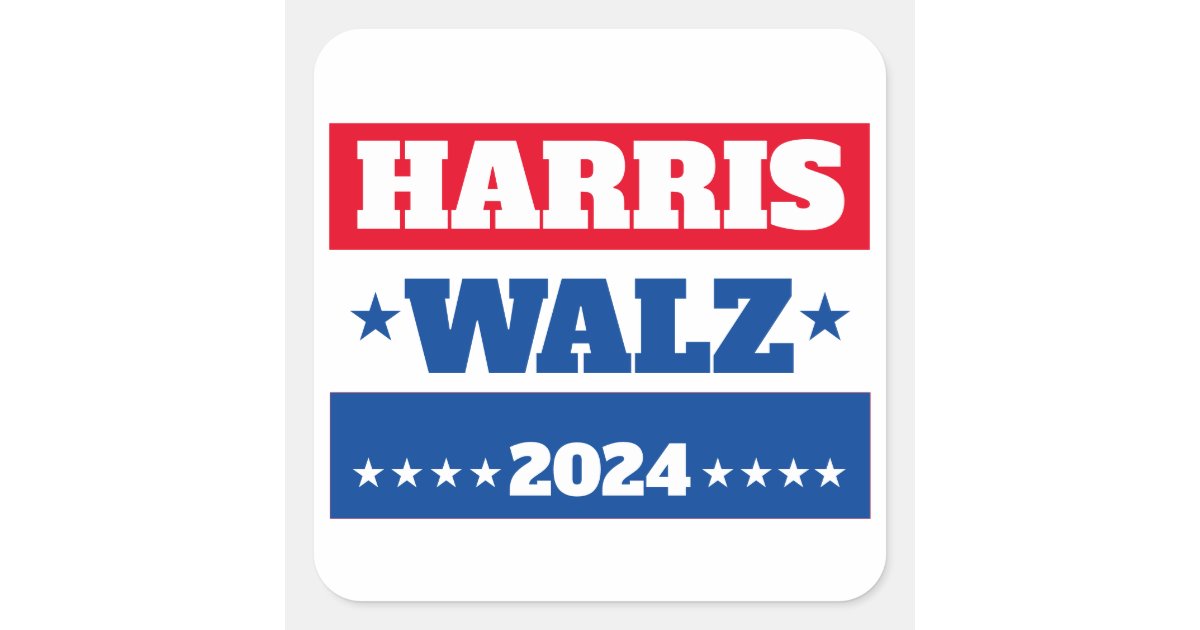 Adesivo Quadrado Harris Walz | Tim Walz 2024 Campaign Blue Red | Zazzle ...