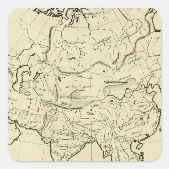 Adesivo Quadrado Mapa-esboço da Ásia | Zazzle Brasil