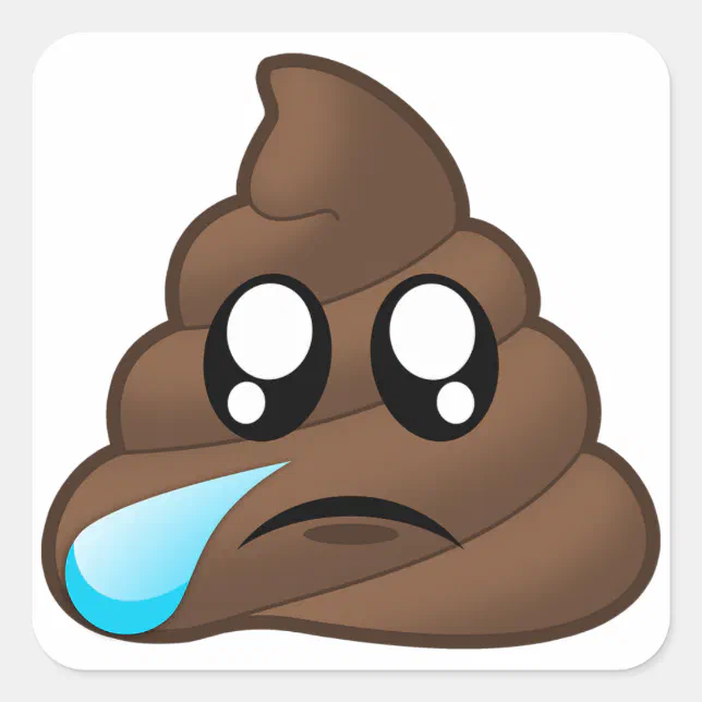 Adesivo Quadrado Sad Tear Poop Emoji | Zazzle Brasil