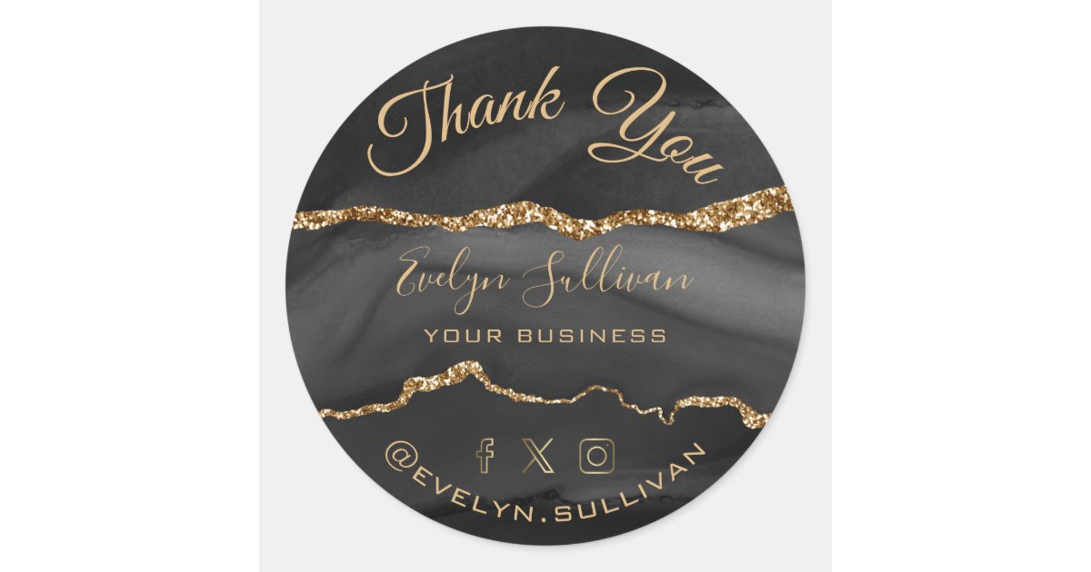 Adesivo Redondo Black Agate Obrigado Classic Round Sticker | Zazzle Brasil