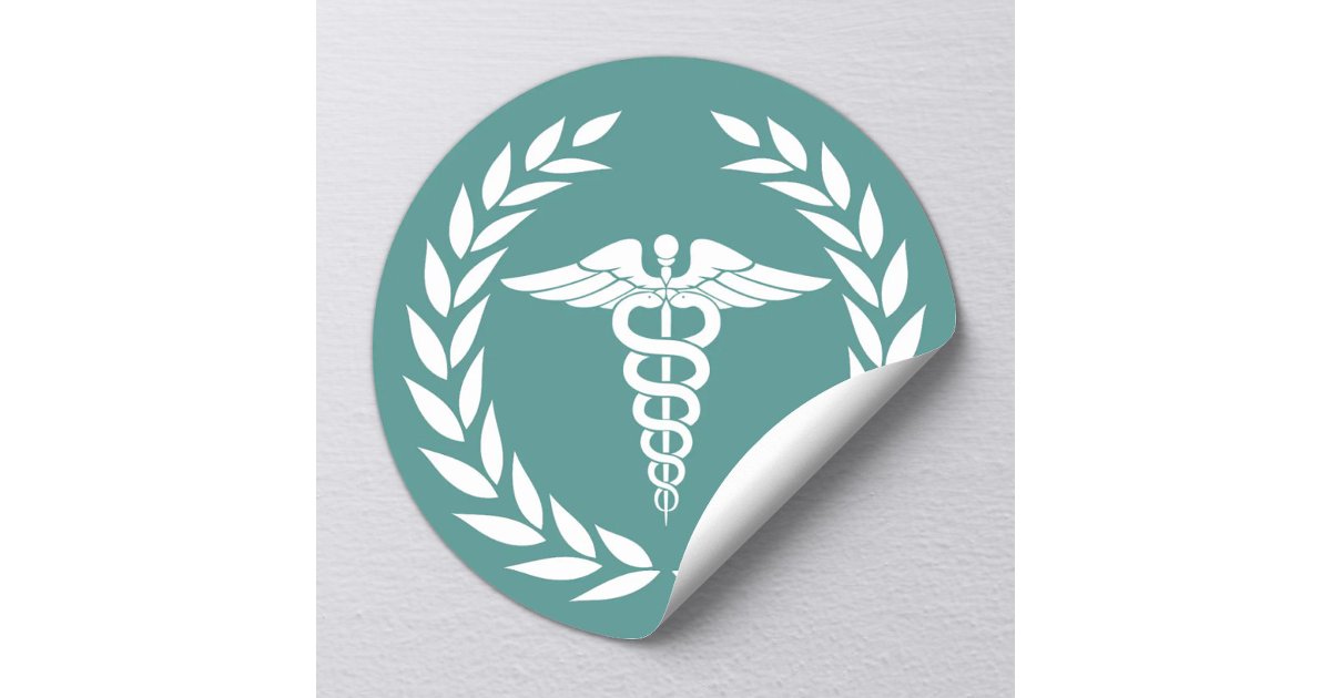 Adesivo Redondo Enfermagem Médica Símbolo de Caduco Teal | Zazzle Brasil