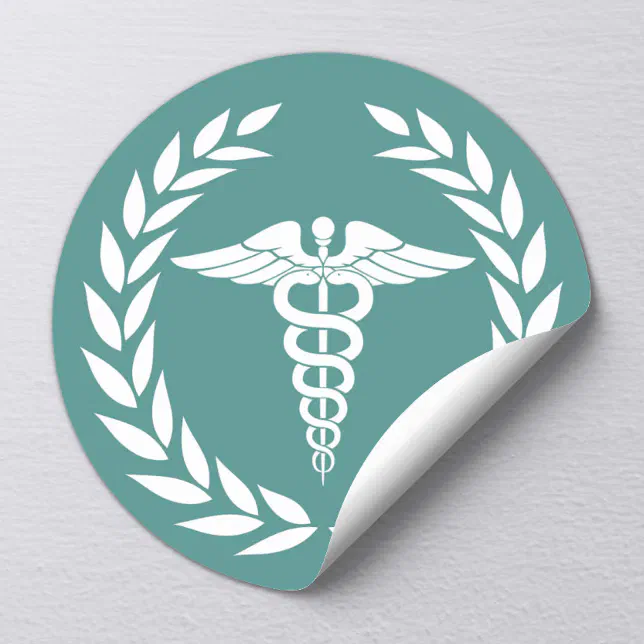 Adesivo Redondo Enfermagem Médica Símbolo de Caduco Teal | Zazzle Brasil