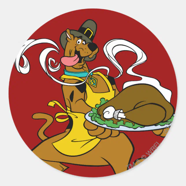 Adesivo Redondo Pergrim Scooby-Doo Com A Turquia | Zazzle Brasil