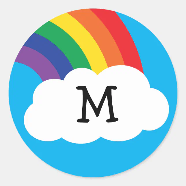 Adesivo Redondo Rainbow Cute Kids Name Envelope Seal Stickers | Zazzle ...