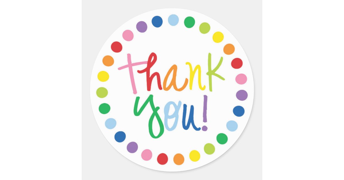 Adesivo Redondo Rainbow Obrigado Sticker | Zazzle Brasil