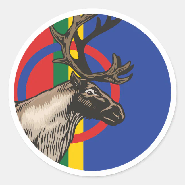Adesivo Redondo Sami Reindeer Bandeira Nacional de Saami | Zazzle Brasil