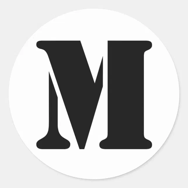 Adesivo Redondo Símbolo alfabético por Janz - Letra M White | Zazzle Brasil