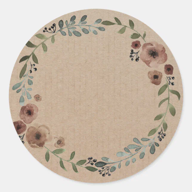 Adesivo Redondo Vazio Floral Wreath Label Classic Round Sticker ...