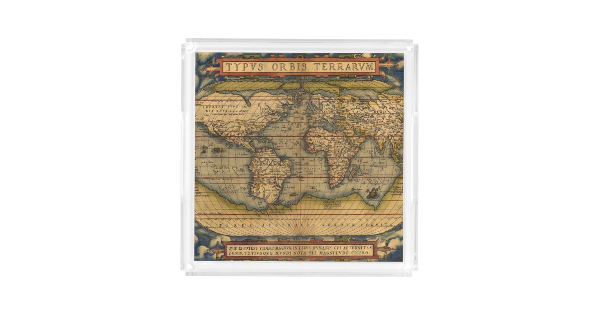 Bandeja De Acrílico Viagem do Mapa Mundial Antiquado Ortelius Europa | Zazzle Brasil