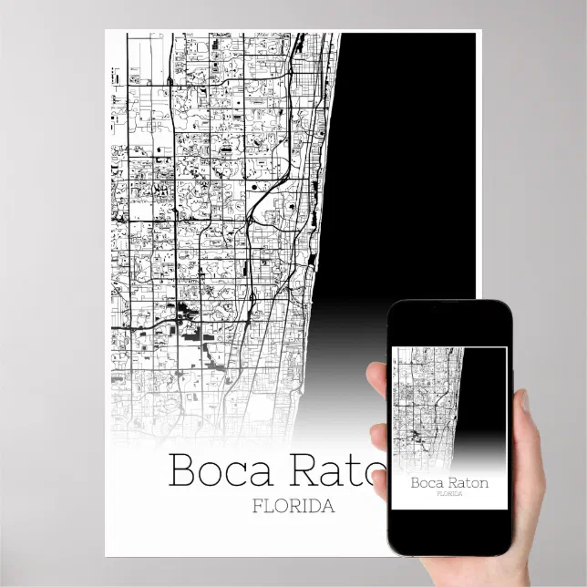Boca Raton Map - Florida - City Map Poster | Zazzle Brasil