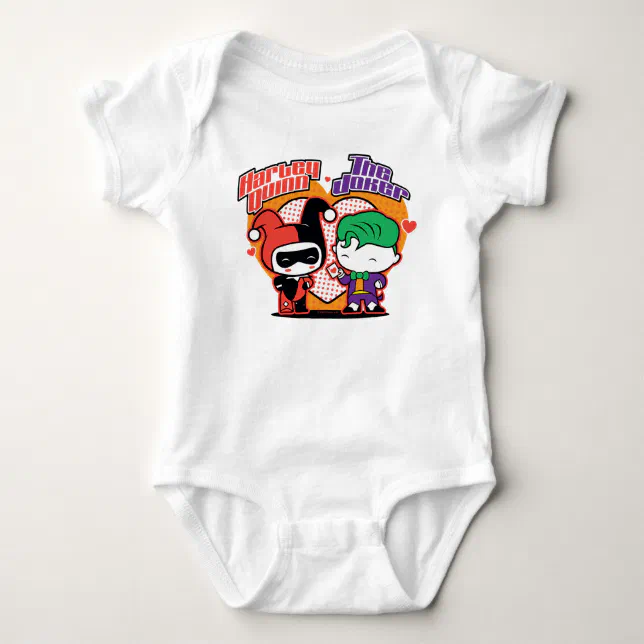 Body Para Bebê Chibi Harley Quinn & Chibi Joker Hearts | Zazzle Brasil