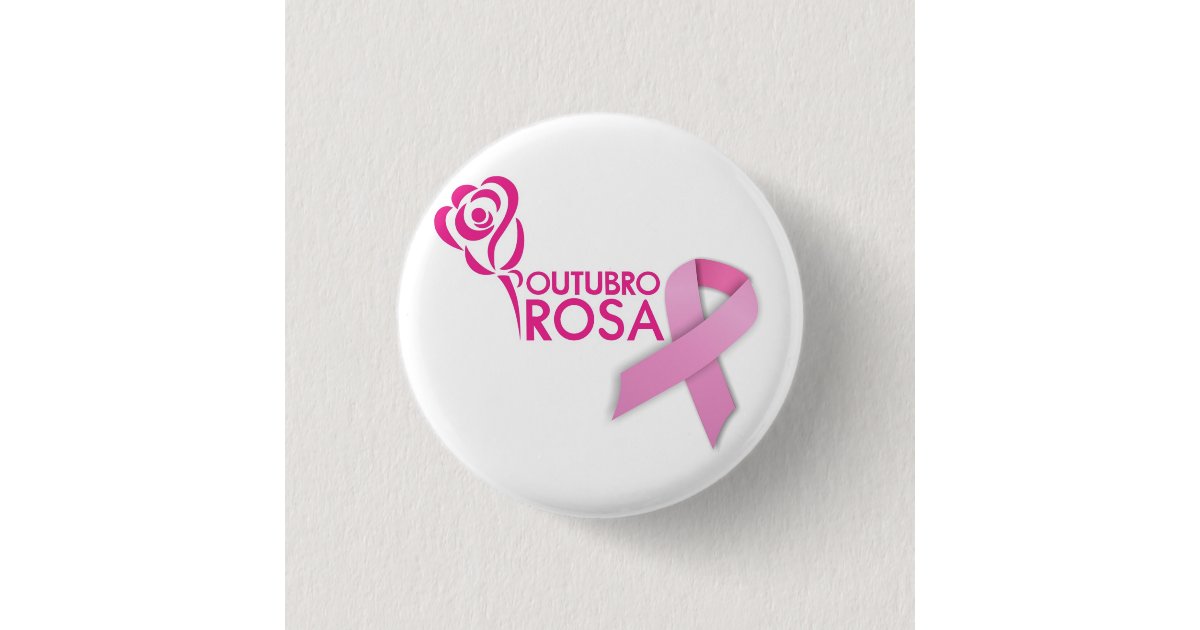 Bóton Redondo 2.54cm Botton Outubro Rosa | Zazzle Brasil