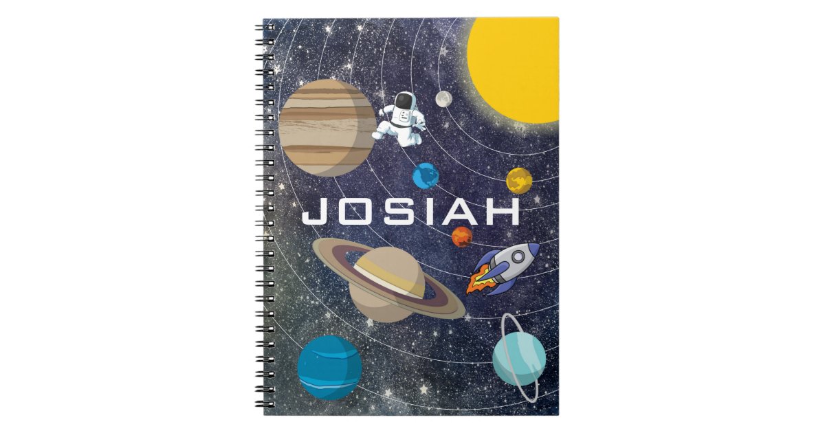 Caderno Espiral Sistema Solar, Astronauta e Espacial | Zazzle Brasil