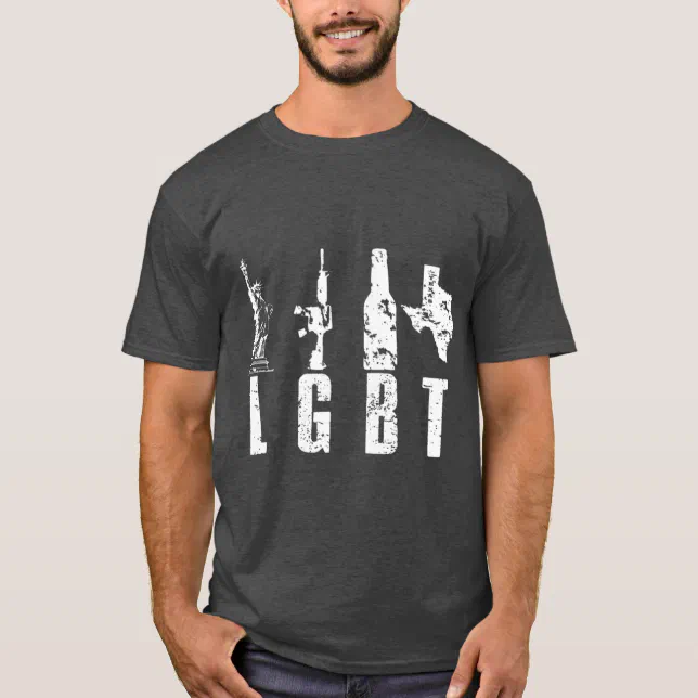 Camiseta Liberty Guns Beer Texas T Parody LGBT | Zazzle Brasil