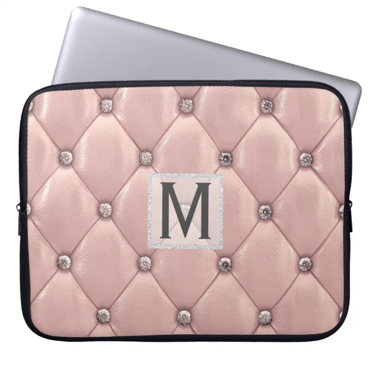 Capa Para Notebook Couro Negra Dourada Girly Rosa|Diamantes Monograma ...