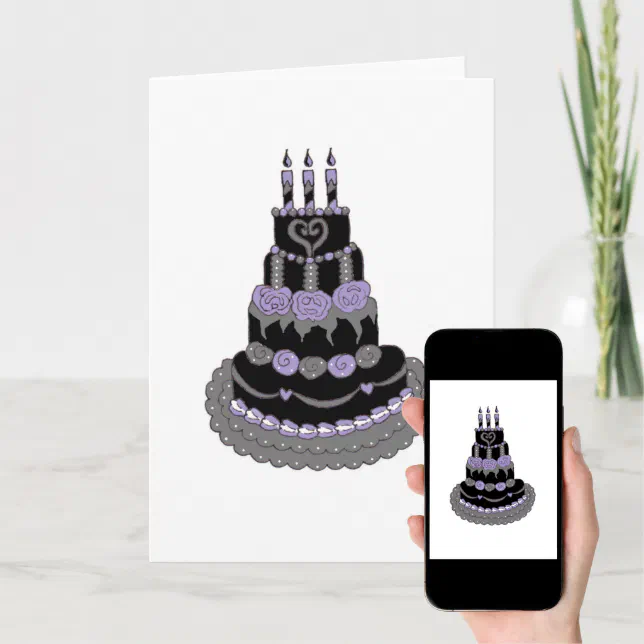 Cartão Bolo de aniversário roxo gótico | Zazzle Brasil