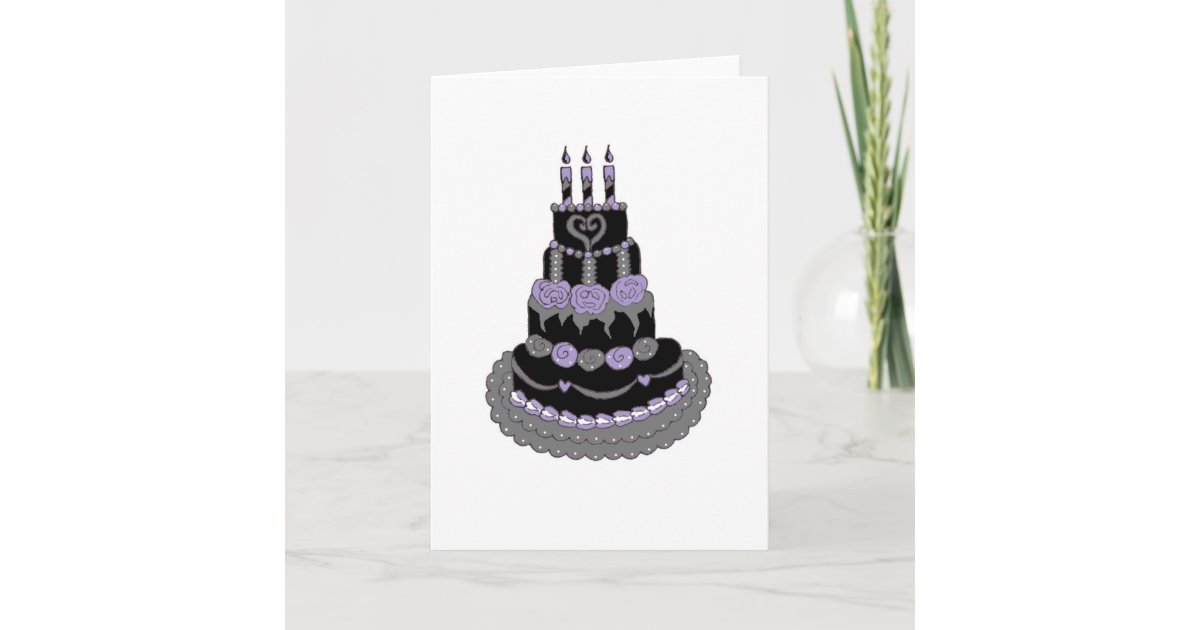 Cartão Bolo de aniversário roxo gótico | Zazzle Brasil