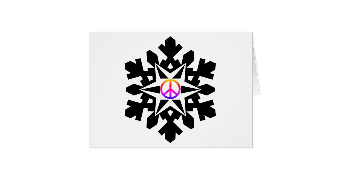 Cartão de Natal com símbolo de paz em floco de nev | Zazzle Brasil