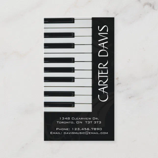 Cartão De Visita Instrumento musical - piano | Zazzle Brasil
