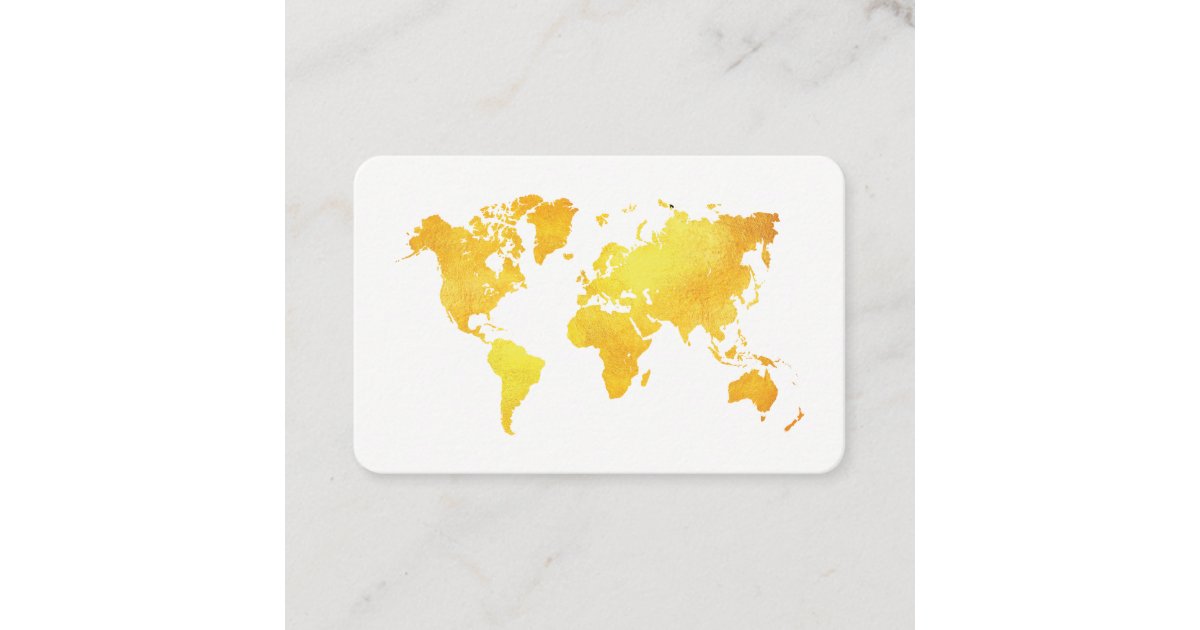 Cartão De Visita Mapa do Mundo (Dourado) | Zazzle Brasil