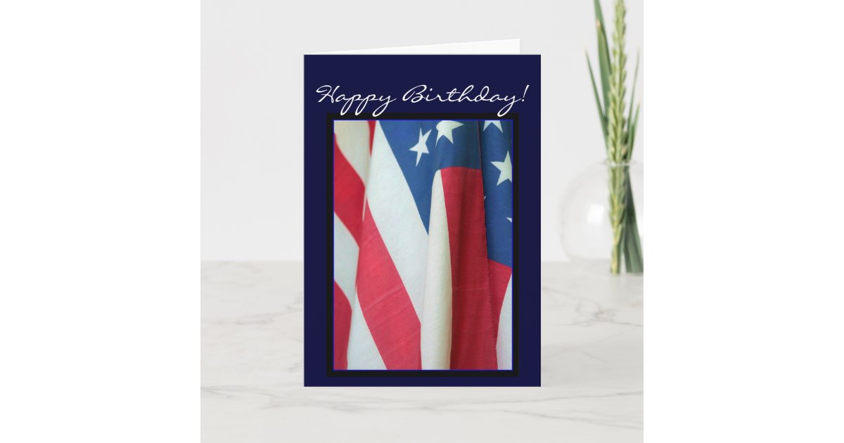 Cartão Happy Birthday American flag greeting card | Zazzle Brasil