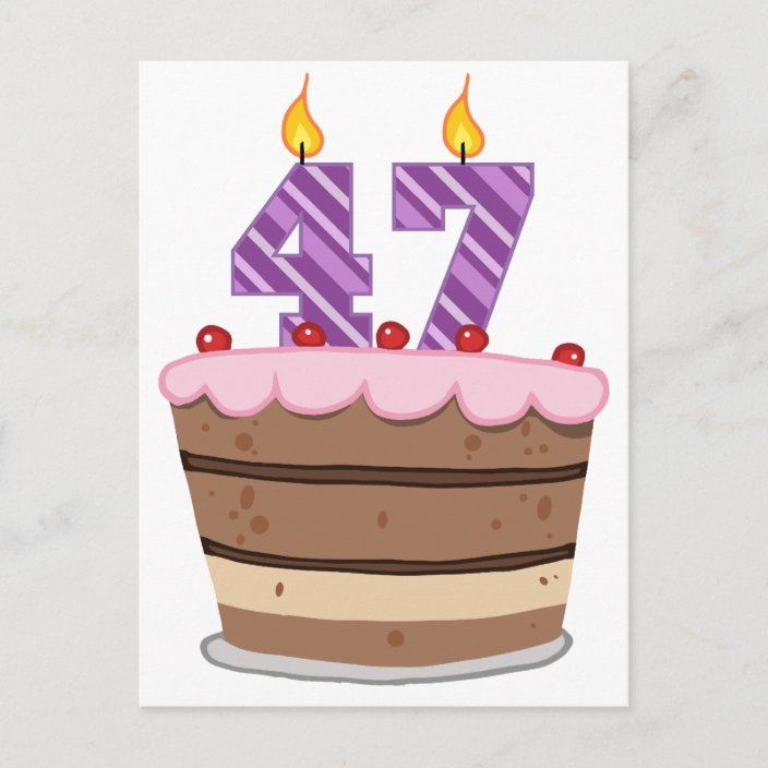 Cartão Postal 47 anos no Bolo de Aniversário | Zazzle.com.br