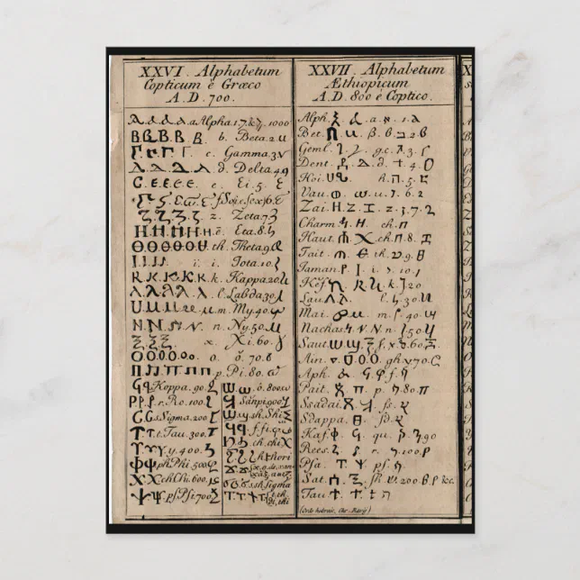 Cartão Postal Alfabeto Copta Etíope | Zazzle Brasil