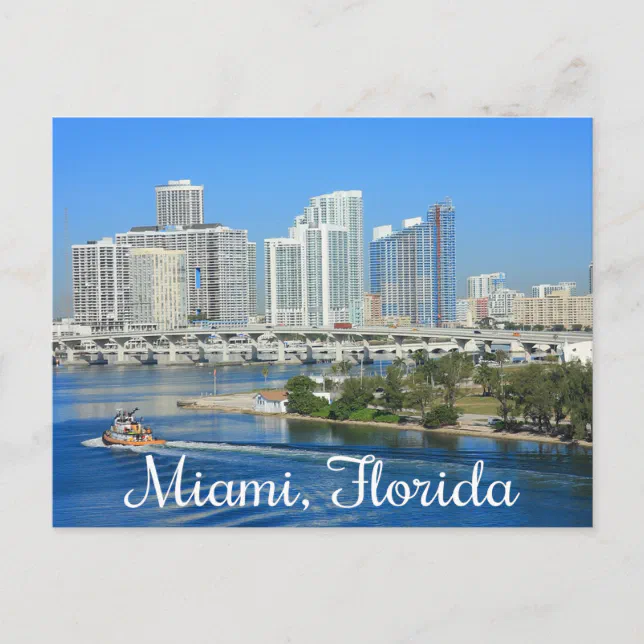 Cartão Postal Miami Florida Skyline e Harbour - EUA | Zazzle Brasil