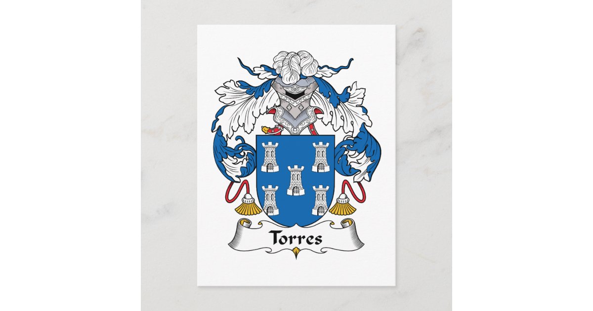 Cartão Postal Torres Family Crest | Zazzle Brasil