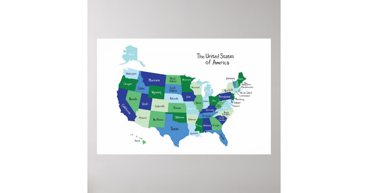 Classroom United States Map Poster | Zazzle Brasil