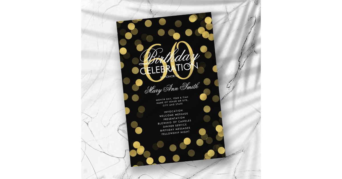 Confetti Dourado do Programa de Festa de aniversár | Zazzle Brasil