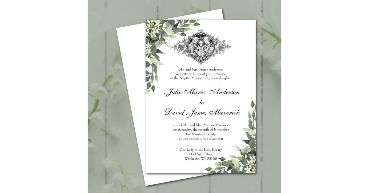 Convite Casamento Religioso Clássico Elegante Católico | Zazzle Brasil