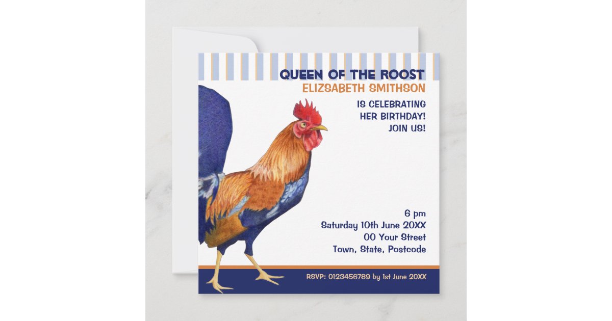 Convite de aniversário de listras de galo | Zazzle Brasil