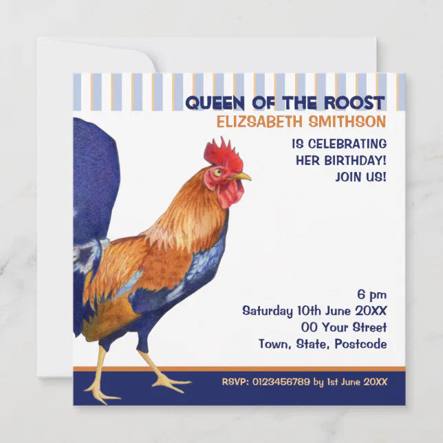 Convite de aniversário de listras de galo | Zazzle Brasil