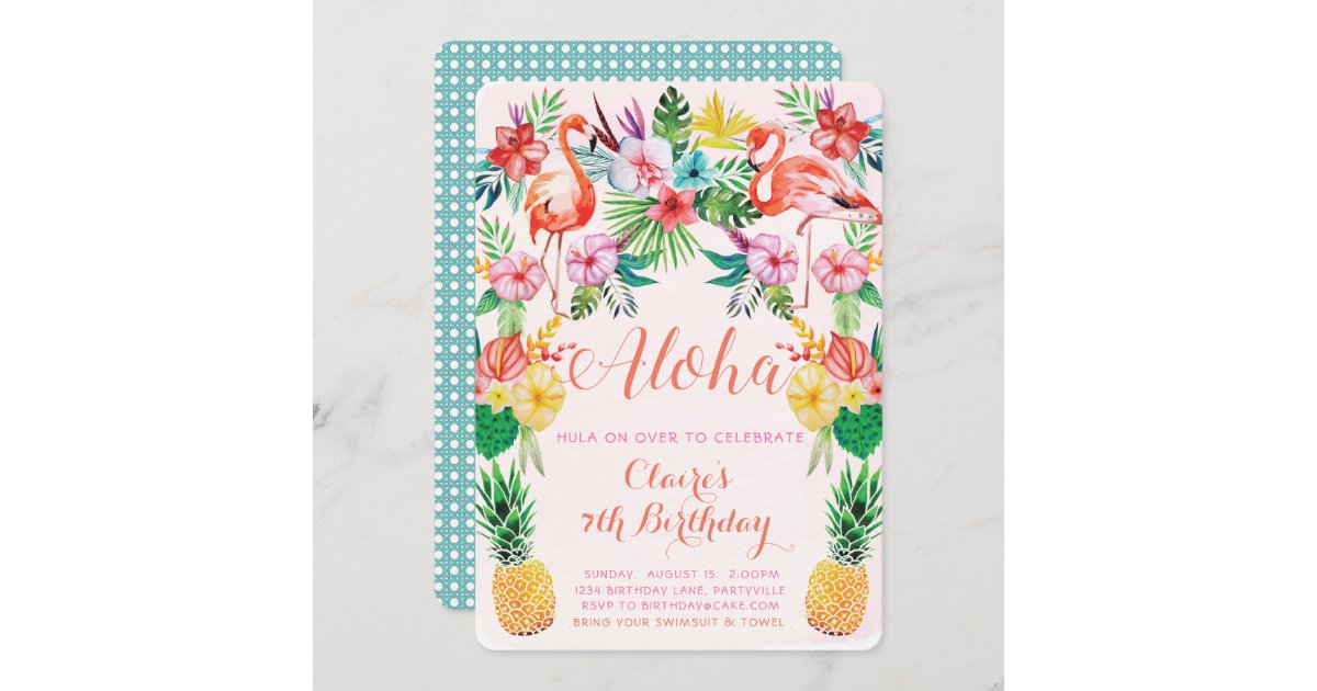 Convite tropical do aniversário de Luau | Zazzle Brasil