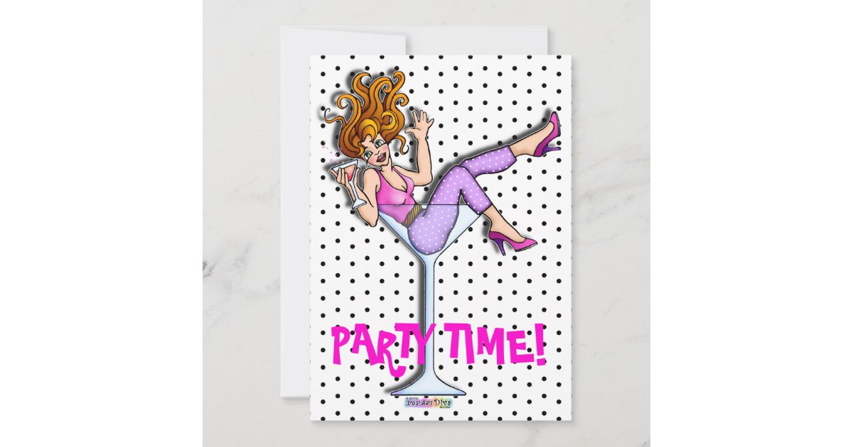 Convites - menina em um Martini, vermelho de Lil | Zazzle Brasil