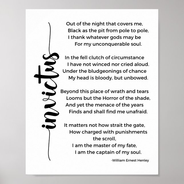 Poema Invictus Em Quadrinhos Poster Master Pôster William Ernest
