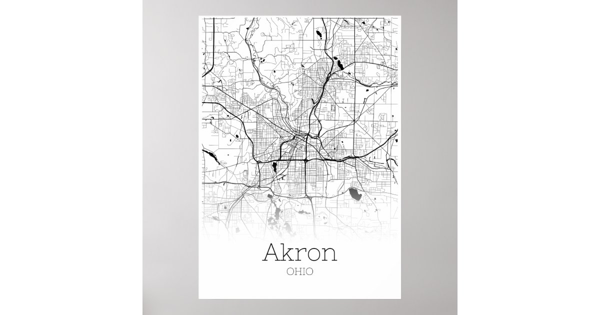Mapa Akron - Ohio - Poster do Mapa da Cidade | Zazzle Brasil