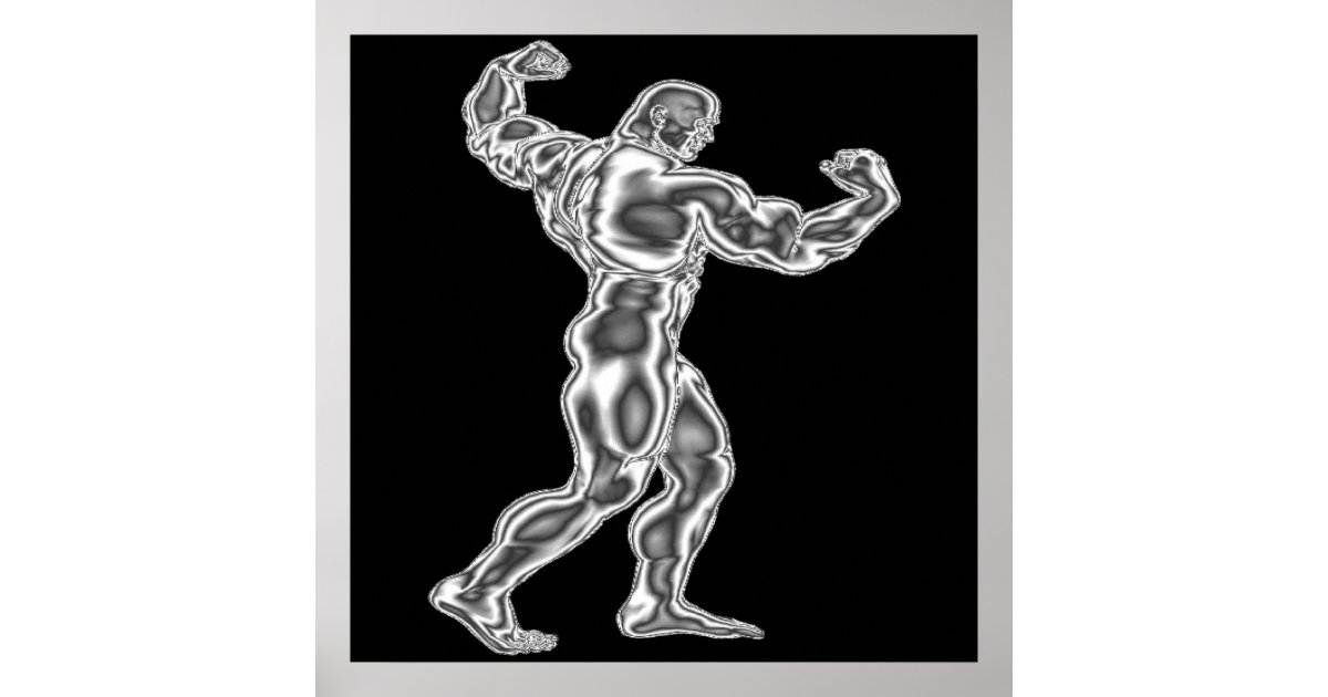 Mens Bodybuilding Pose Poster | Zazzle Brasil
