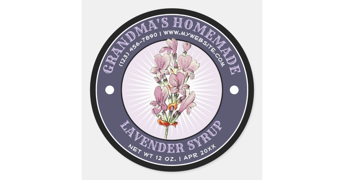 Modelo de Etiqueta do Xarope de Lavanda Homemade | Zazzle Brasil