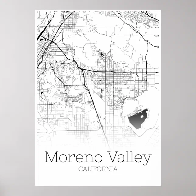 Moreno Valley Map - California - City Map Poster | Zazzle Brasil