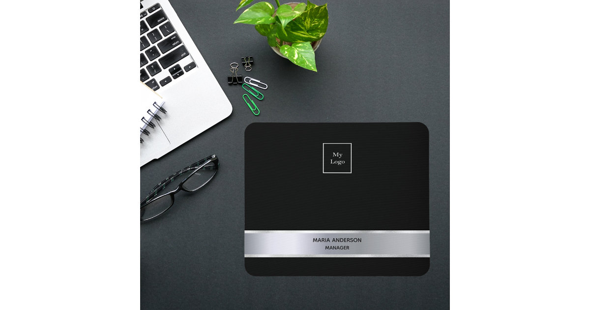 Mousepad Negócios modernos minimalistas de prata negra | Zazzle Brasil