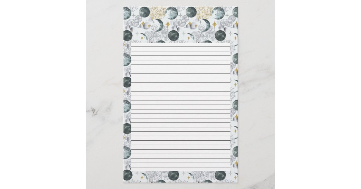 Papel de carta da Lua | Mystical Stationery | Zazzle Brasil