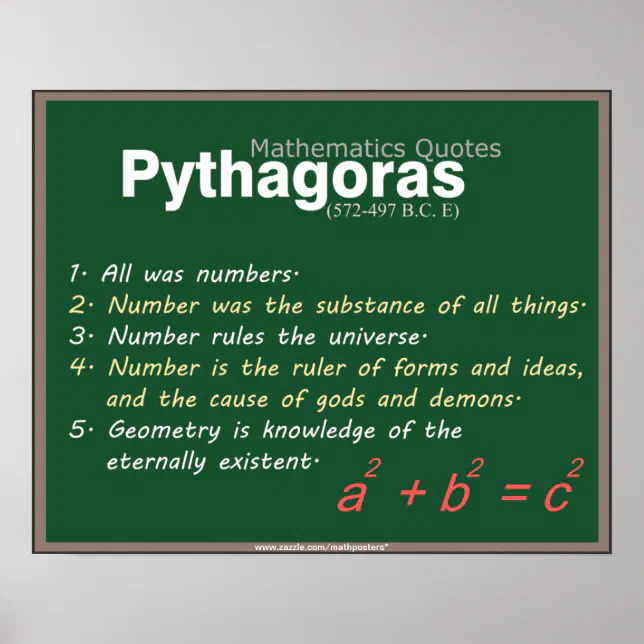Pitágoras Matemática cita Poster | Zazzle Brasil