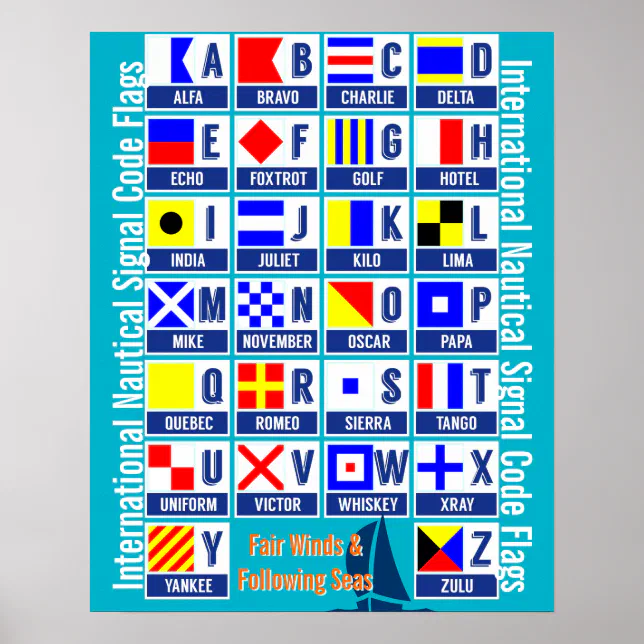 Poster Alfabeto Sinalizador Náutico | Zazzle Brasil